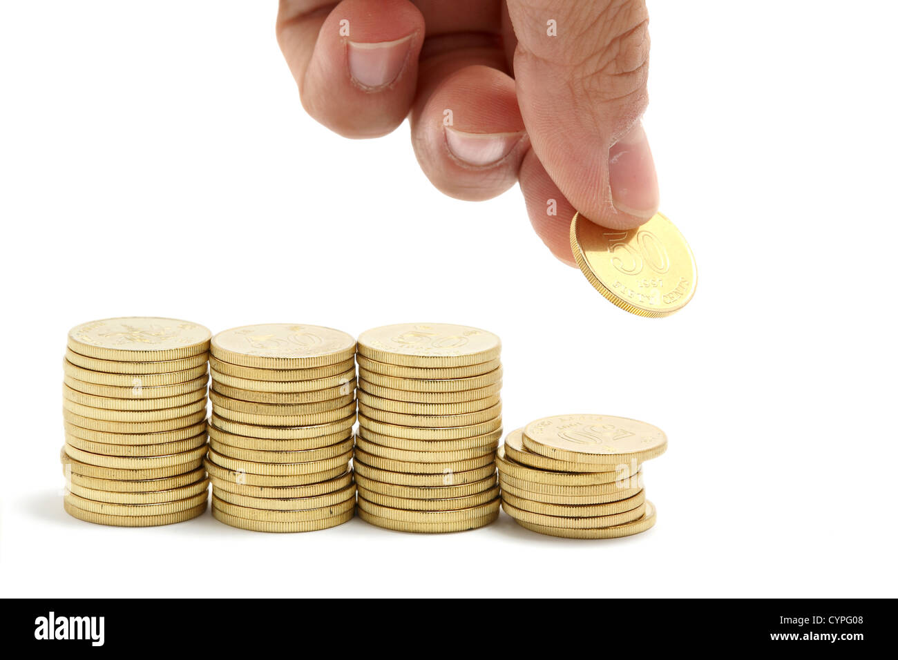 Saving a stacks of money Stock Photo - Alamy