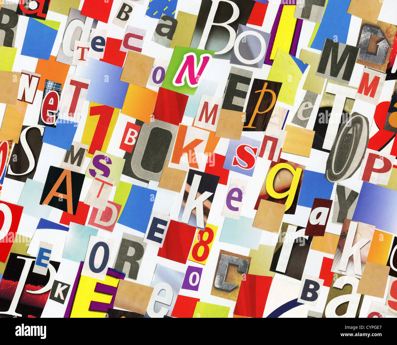 Handmade collage of newspaper ABC clippings Stock Photo - Alamy