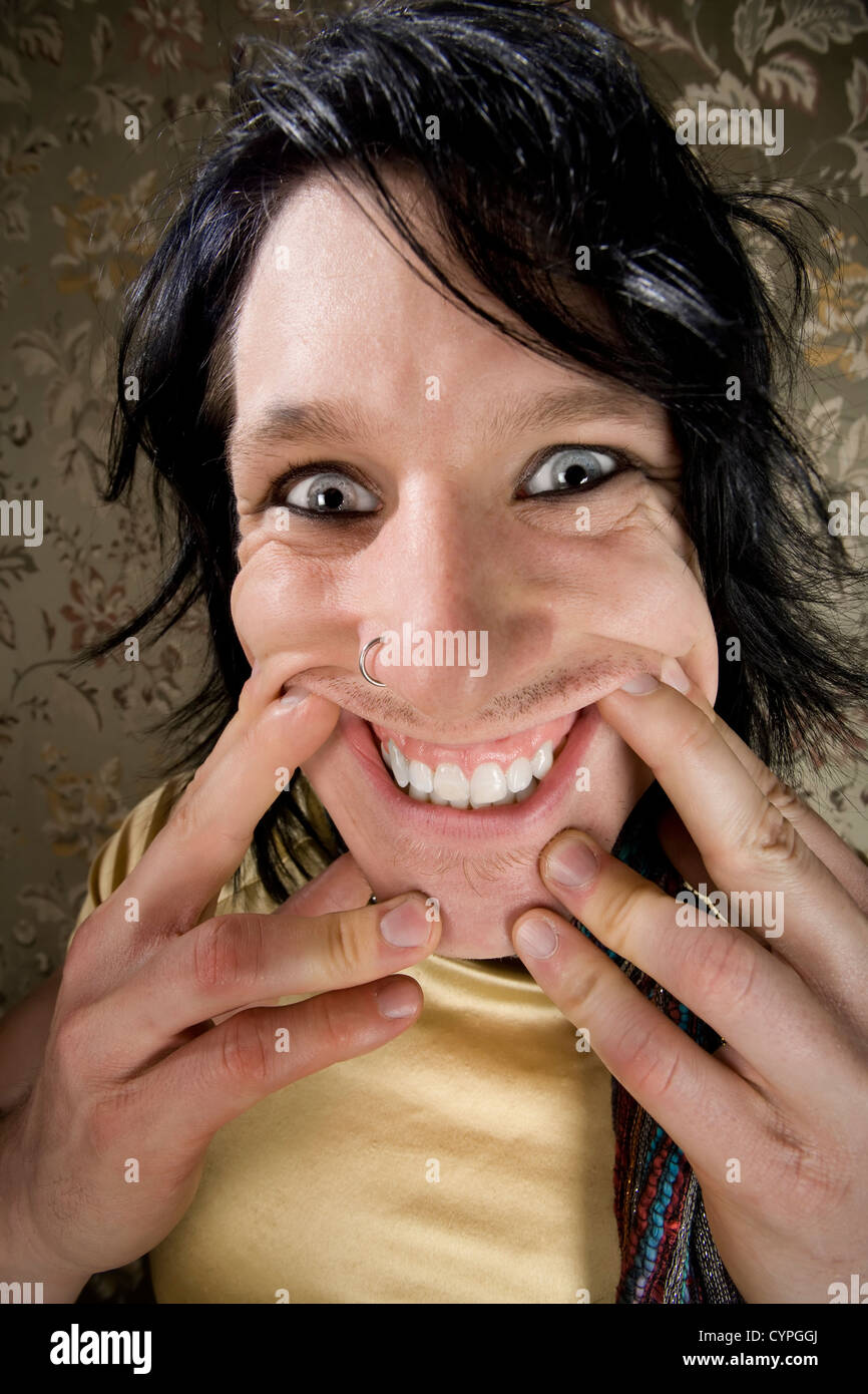 Stretching skin face hi-res stock photography and images - Alamy