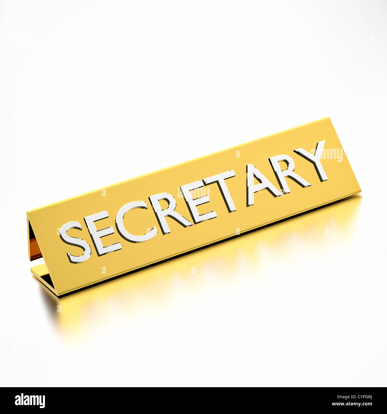 Secretary job title on nameplate, for career professions. 3d render ...