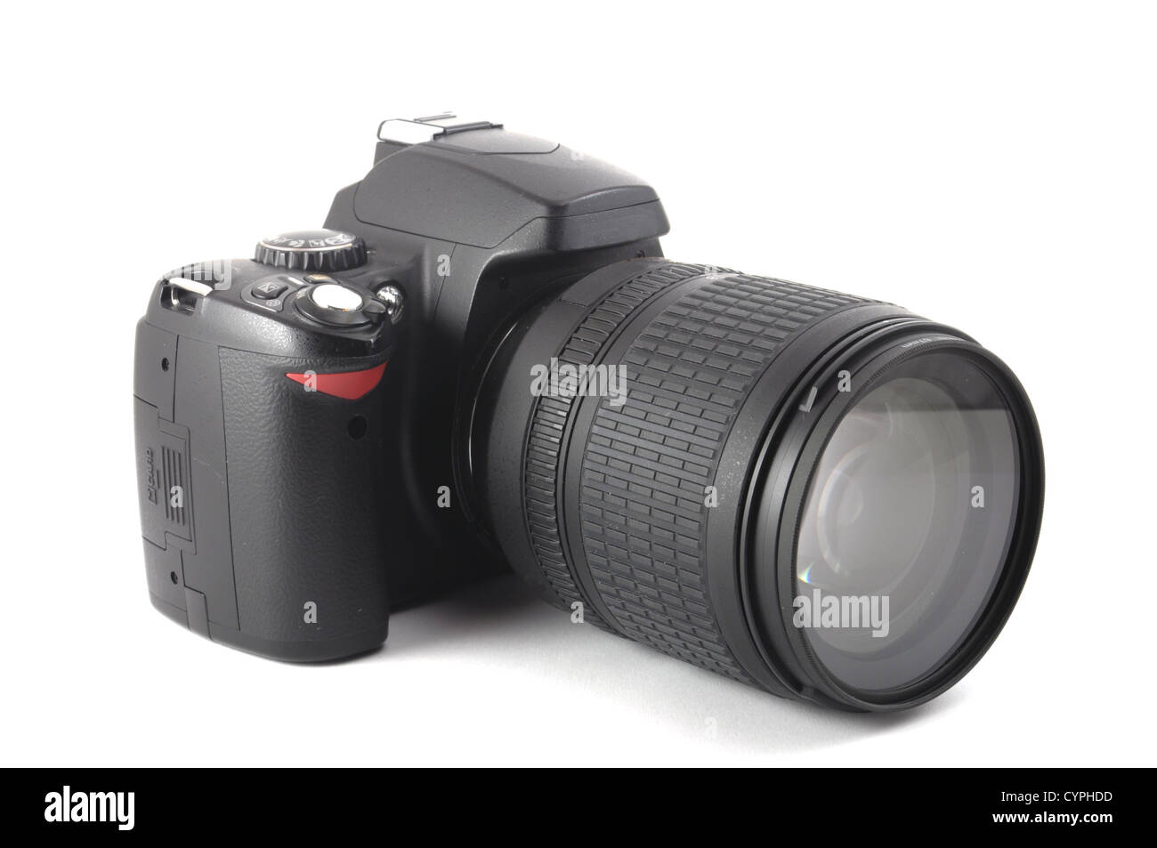 black dslr camera isolated on white background Stock Photo - Alamy