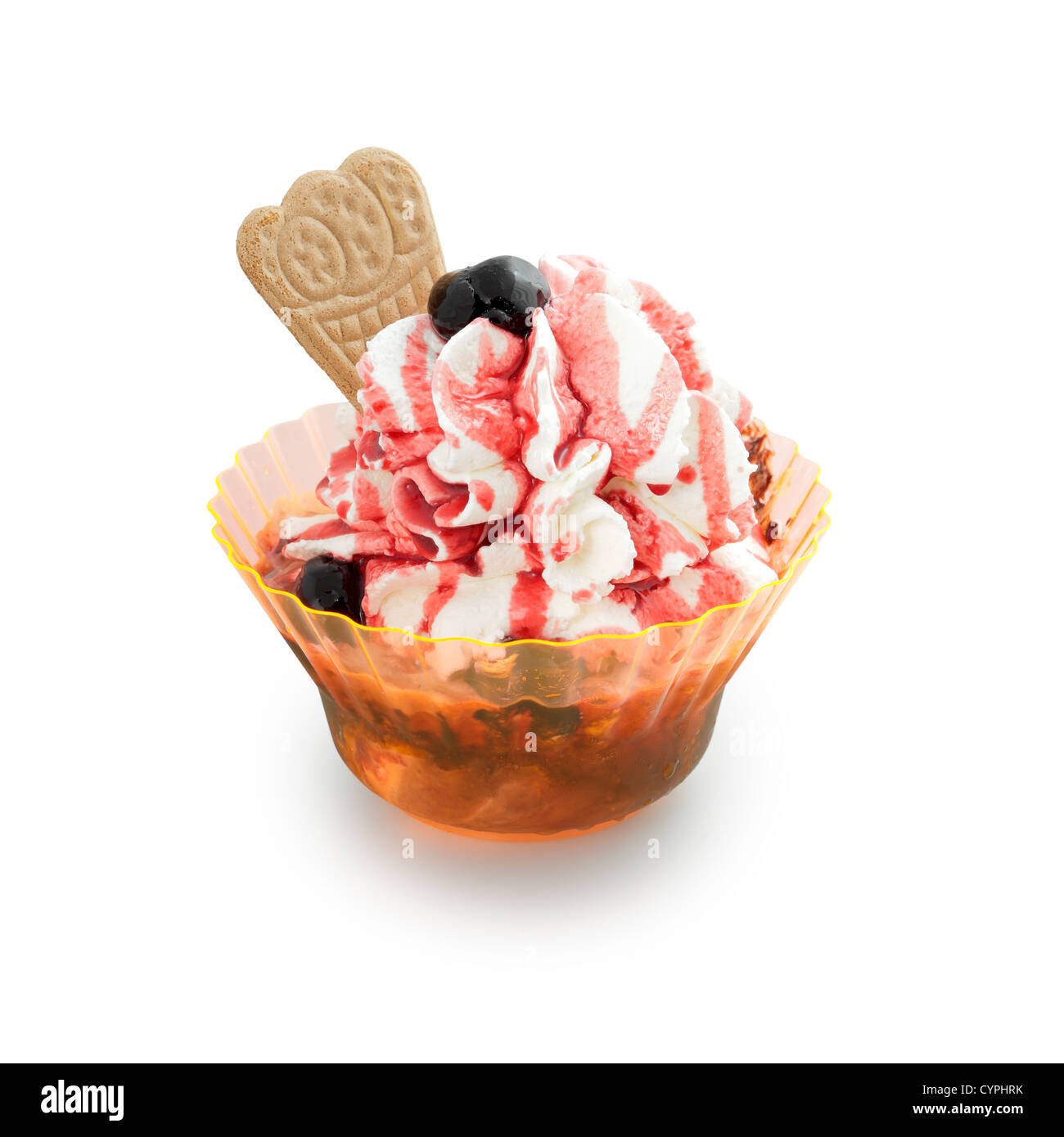 ice cream sundae on white background Stock Photo - Alamy