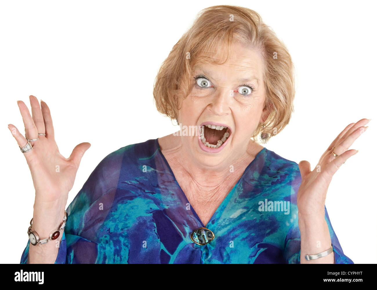 Frightened screaming woman shocked isolated hi-res stock photography ...