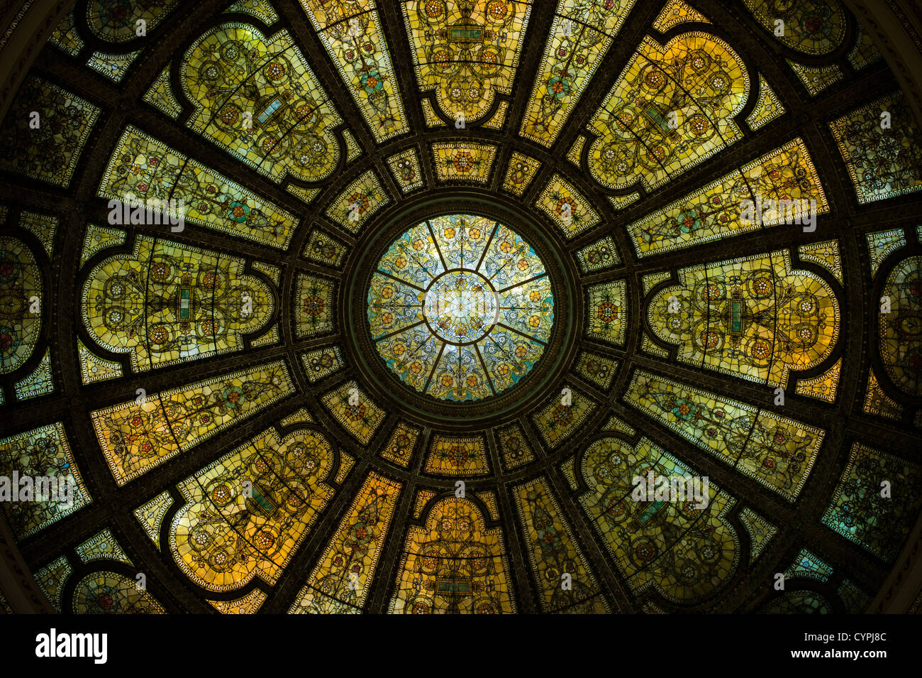 Stained glass dome of the Chicago Cultural Center, Chicago Stock Photo ...