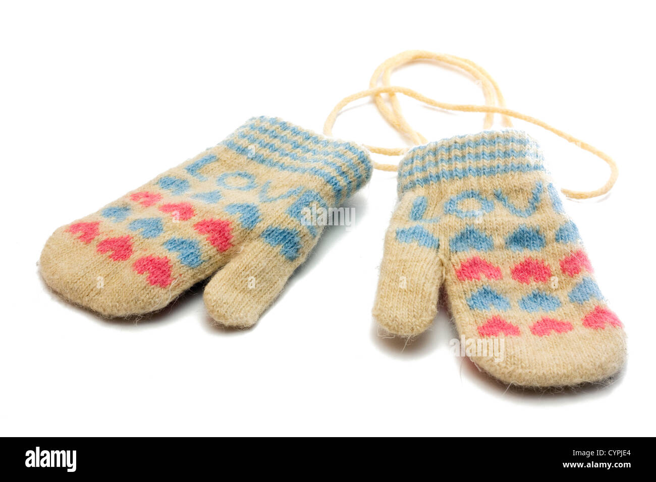 Little baby mittens/gloves isolated on white background Stock Photo - Alamy