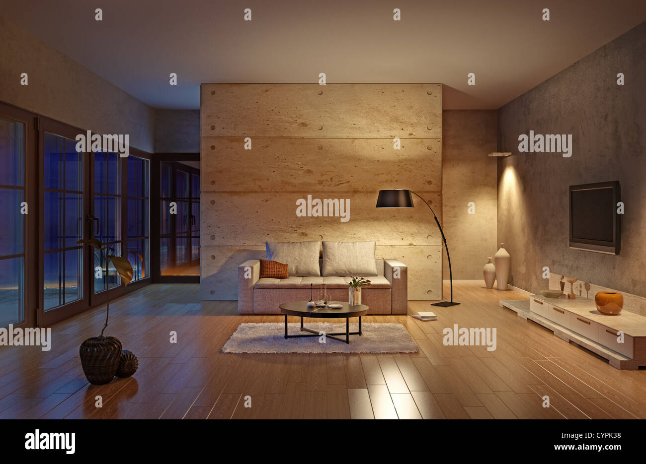 beautiful modern living room interior (illustration Stock Photo - Alamy