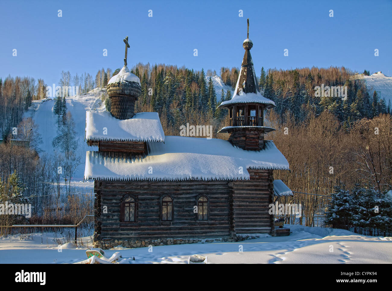 old russian wooden church photo Stock Photo - Alamy