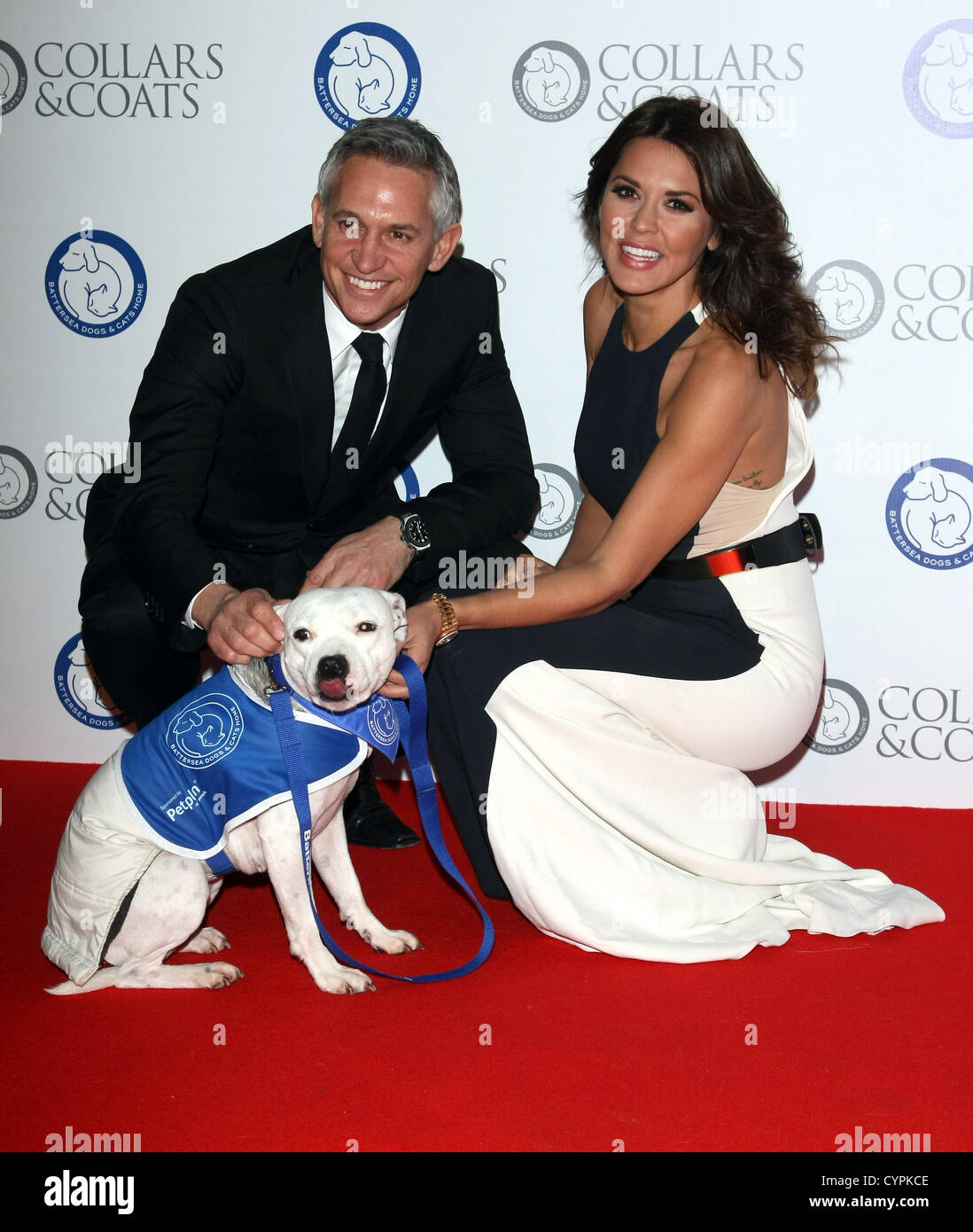 GARY LINEKER & DANIELLE LINEKER COLLARS & COATS GALA BAL LONDON ENGLAND ...