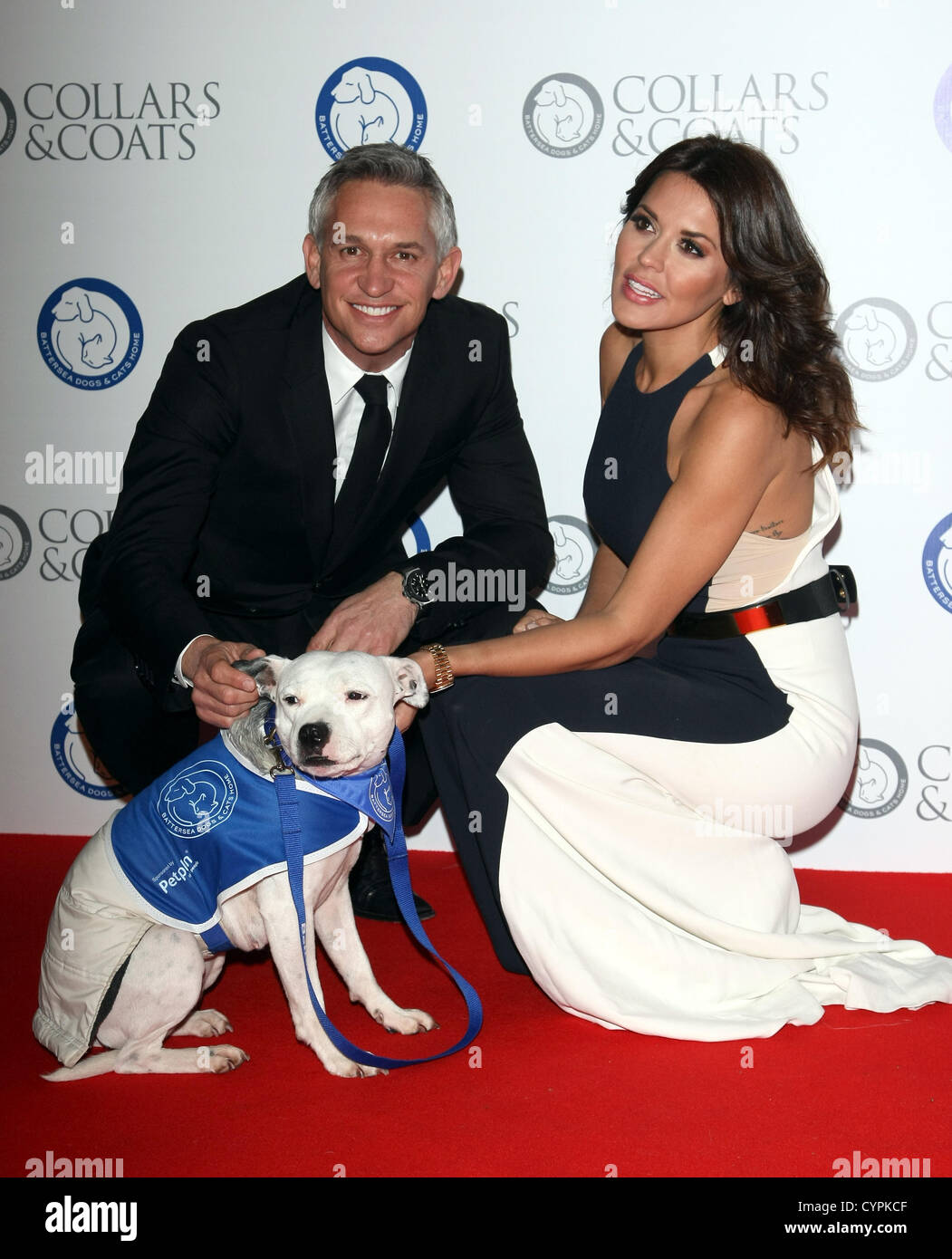 GARY LINEKER & DANIELLE LINEKER COLLARS & COATS GALA BAL LONDON ENGLAND ...