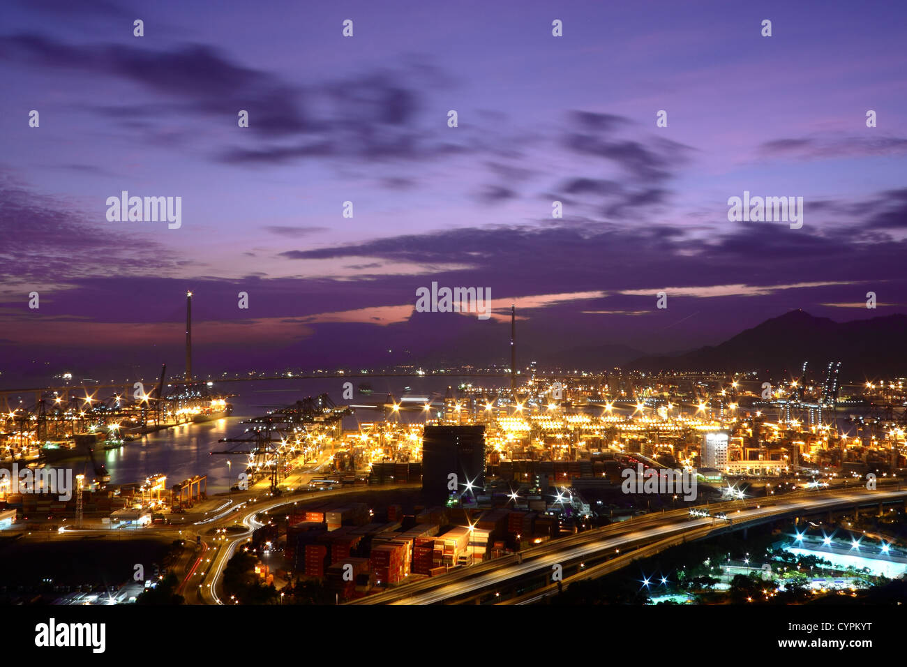 Container Terminals at night scene Stock Photo - Alamy