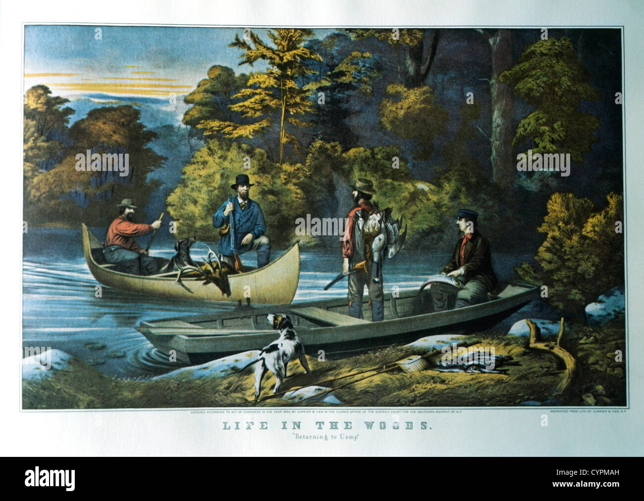 Life in the Woods: Returning to Camp, Currier & Ives, Lithograph, 1860 ...