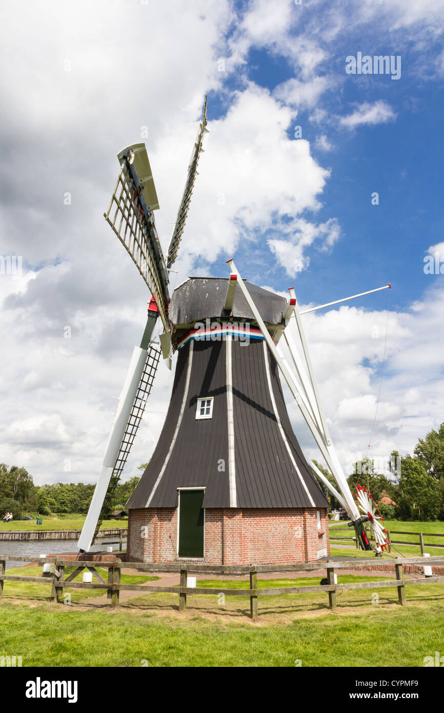 Historic Dutch polder mill in use for water pumping Stock Photo - Alamy