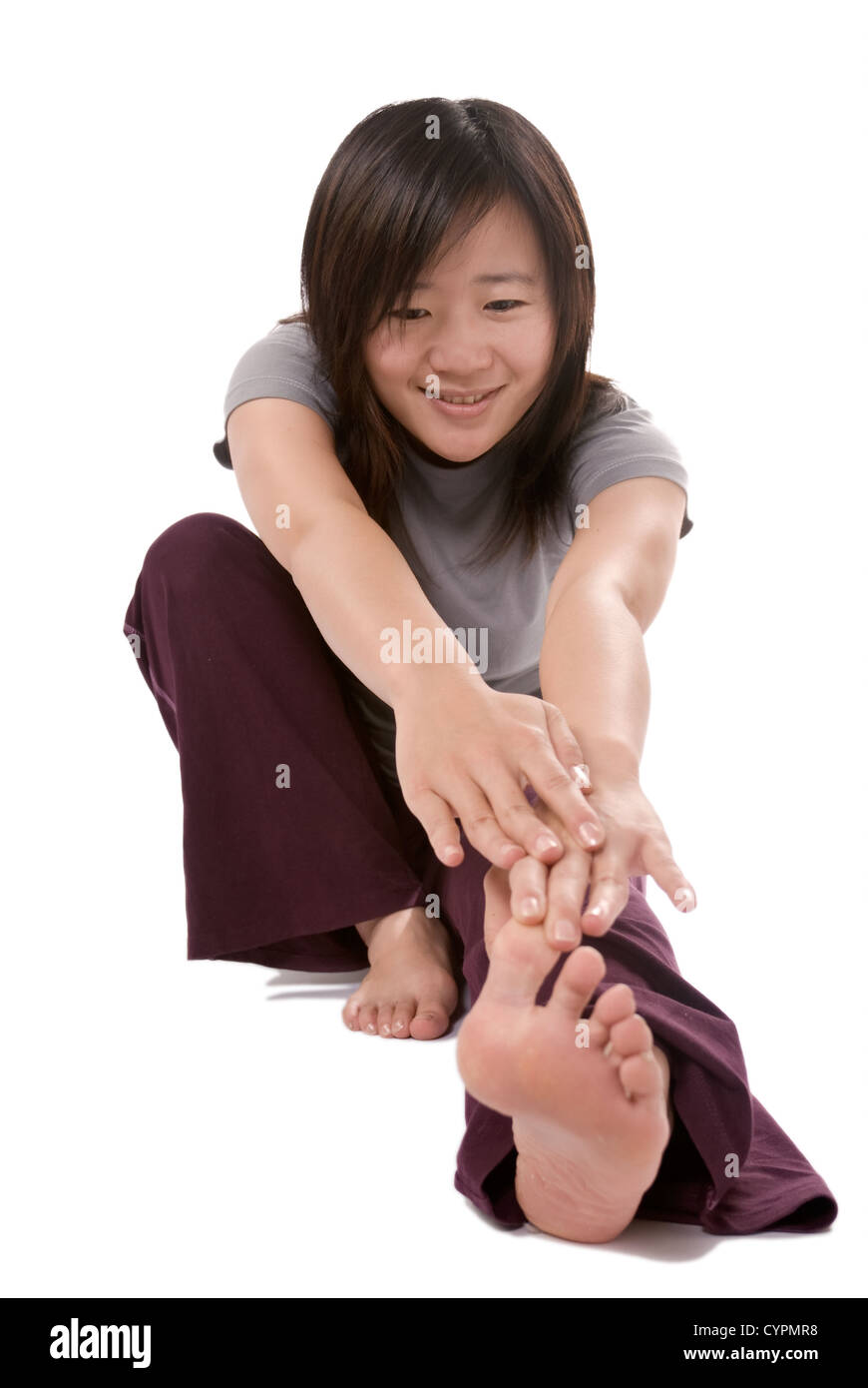 Sport Asian woman excise on background Stock Photo - Alamy