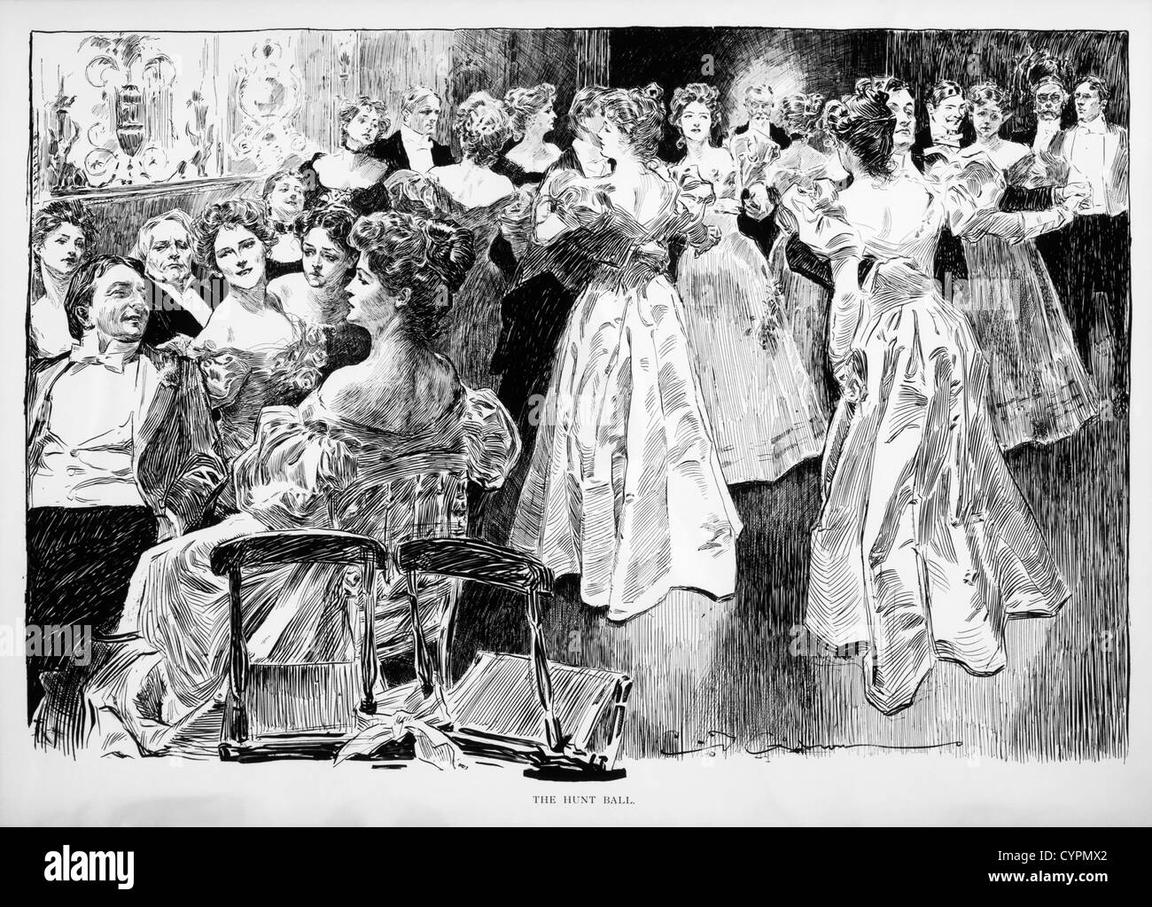 Hunt Ball, Charles Dana Gibson, Drawing, 1895 Stock Photo - Alamy