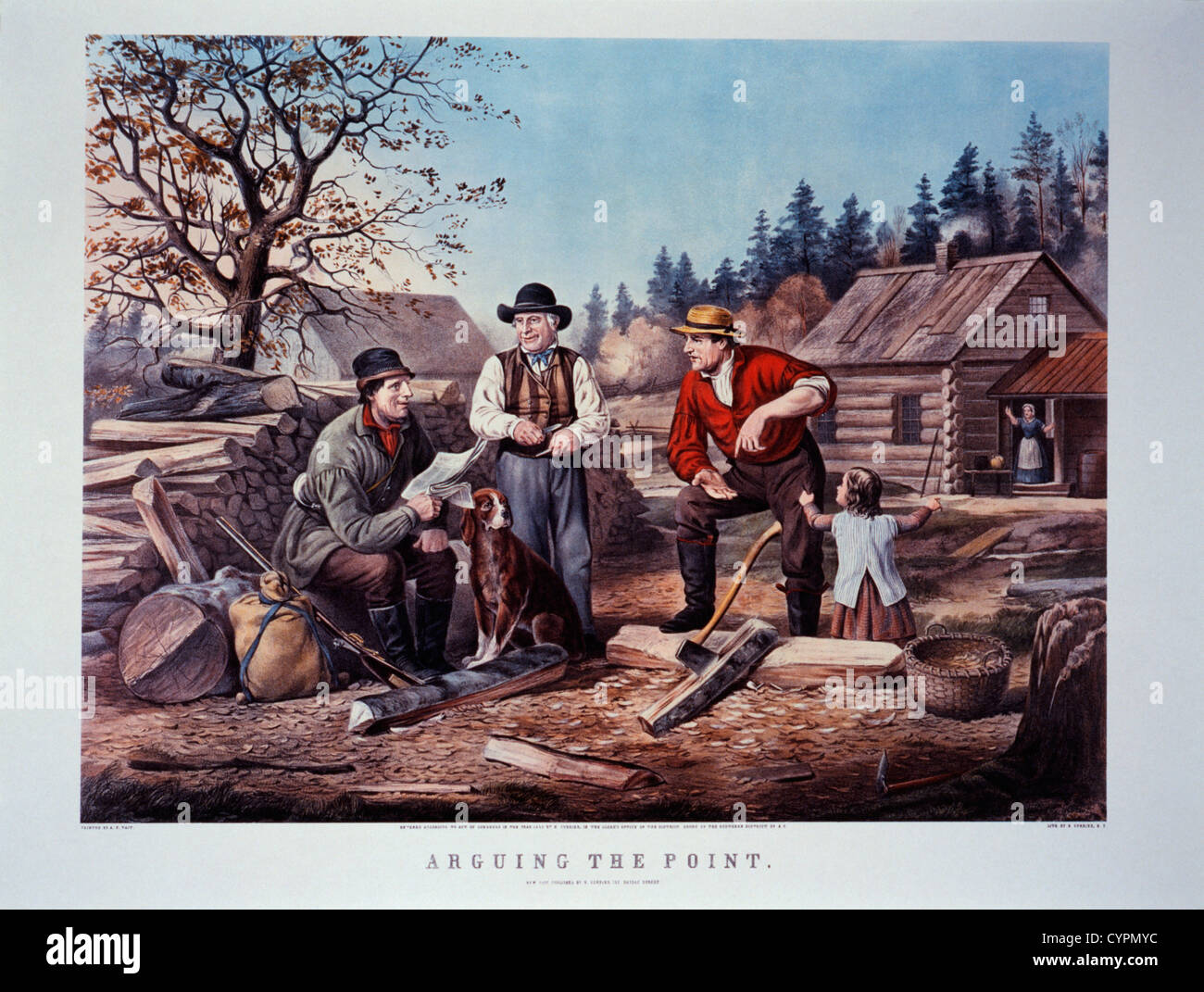 Arguing the Point, Currier & Ives, Lithograph, 1855 Stock Photo - Alamy
