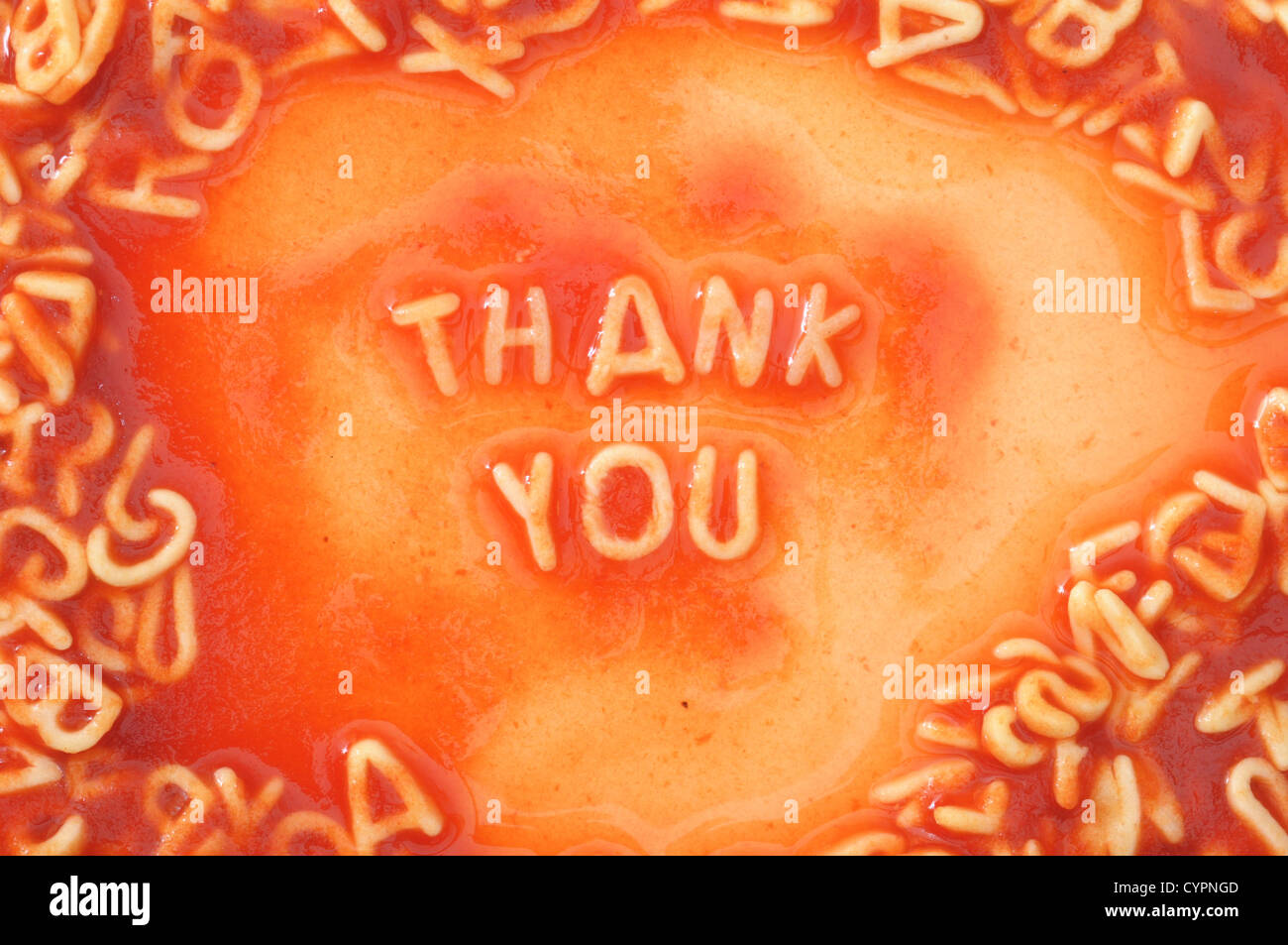 thank you concept with red pasta snack Stock Photo - Alamy