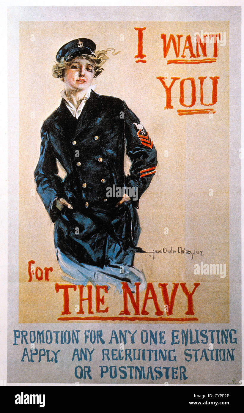 I Want You For The Navy, World War I Recruitment Poster, USA, 1917 ...