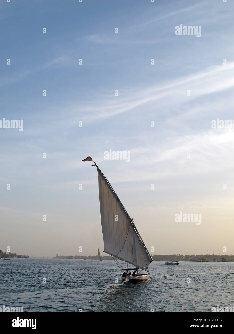 Felucca Sailboat in the Nile River at Luxor Egypt Stock Photo - Alamy