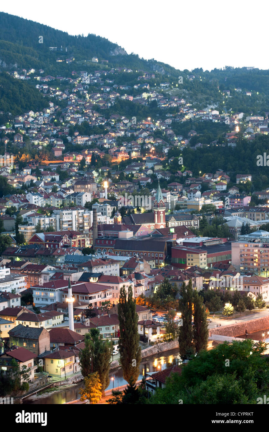Dusk view of Sarajevo, the capital city of Bosnia and Herzegovina Stock ...