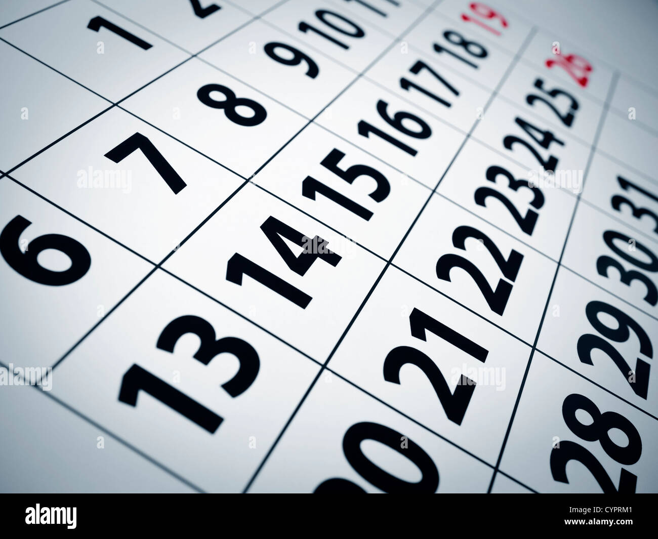 Close up of numbers on a calendar page Stock Photo - Alamy