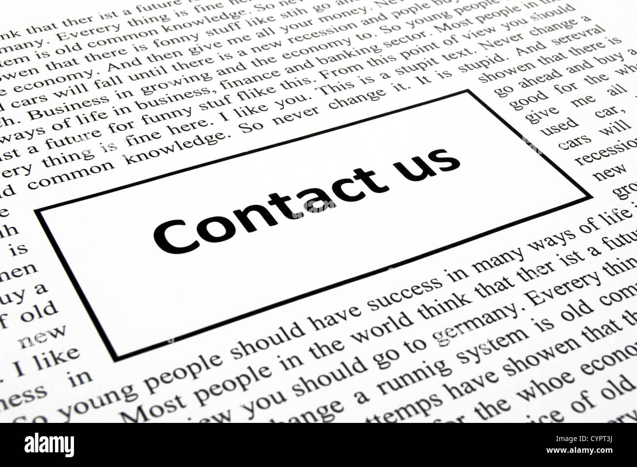 contact us concept with newspaper showing business communication Stock ...