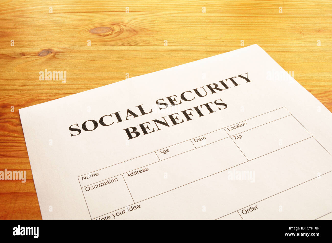 social security benefits form showing financial concept in office Stock ...