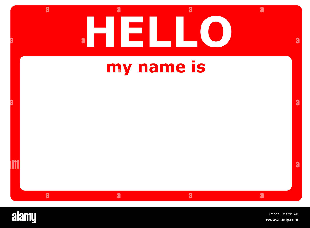 hello my name is sign with blank white copyspace for text message Stock ...
