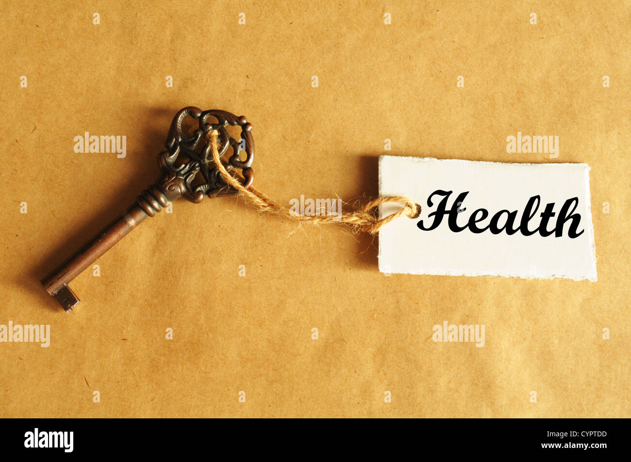 key to health and long life concept with label Stock Photo - Alamy