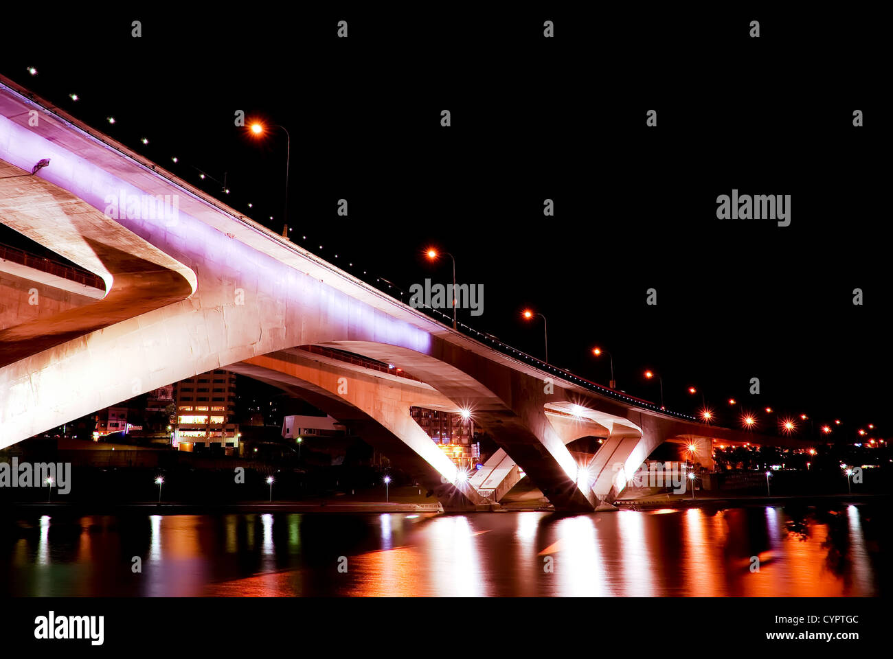 It's a colorful bridge in Taiwan. This architecture connected two part ...