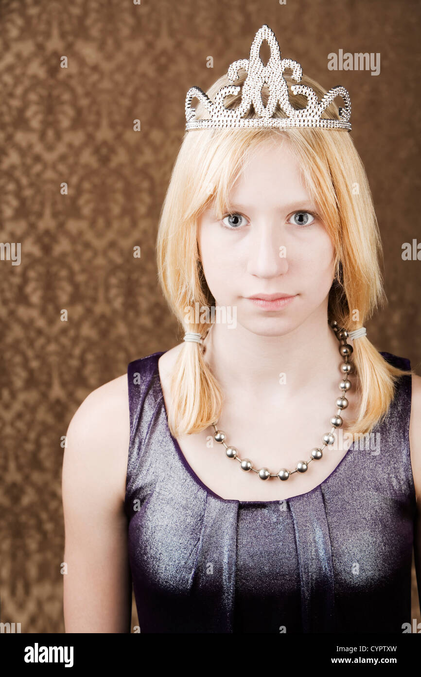 Portrait of pretty young girl wearing a tiara Stock Photo - Alamy
