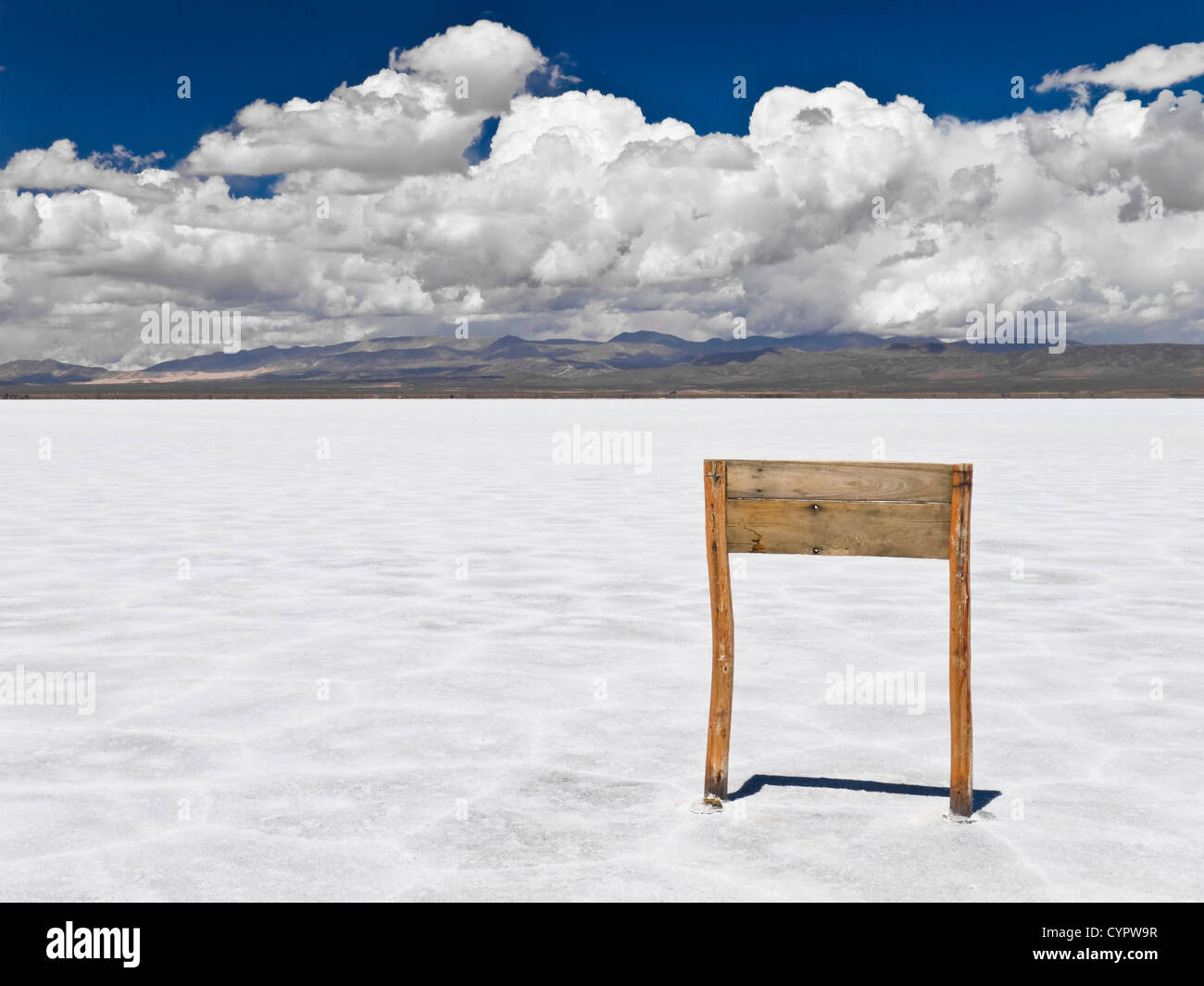 A wooden sign nailed in a huge salt field Stock Photo - Alamy