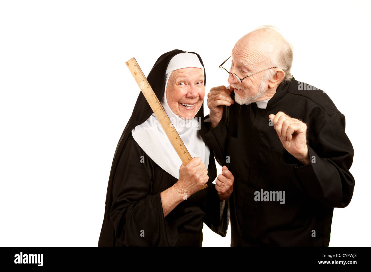 Friendly priest admonishes angry nun for using ruler as a corporal ...