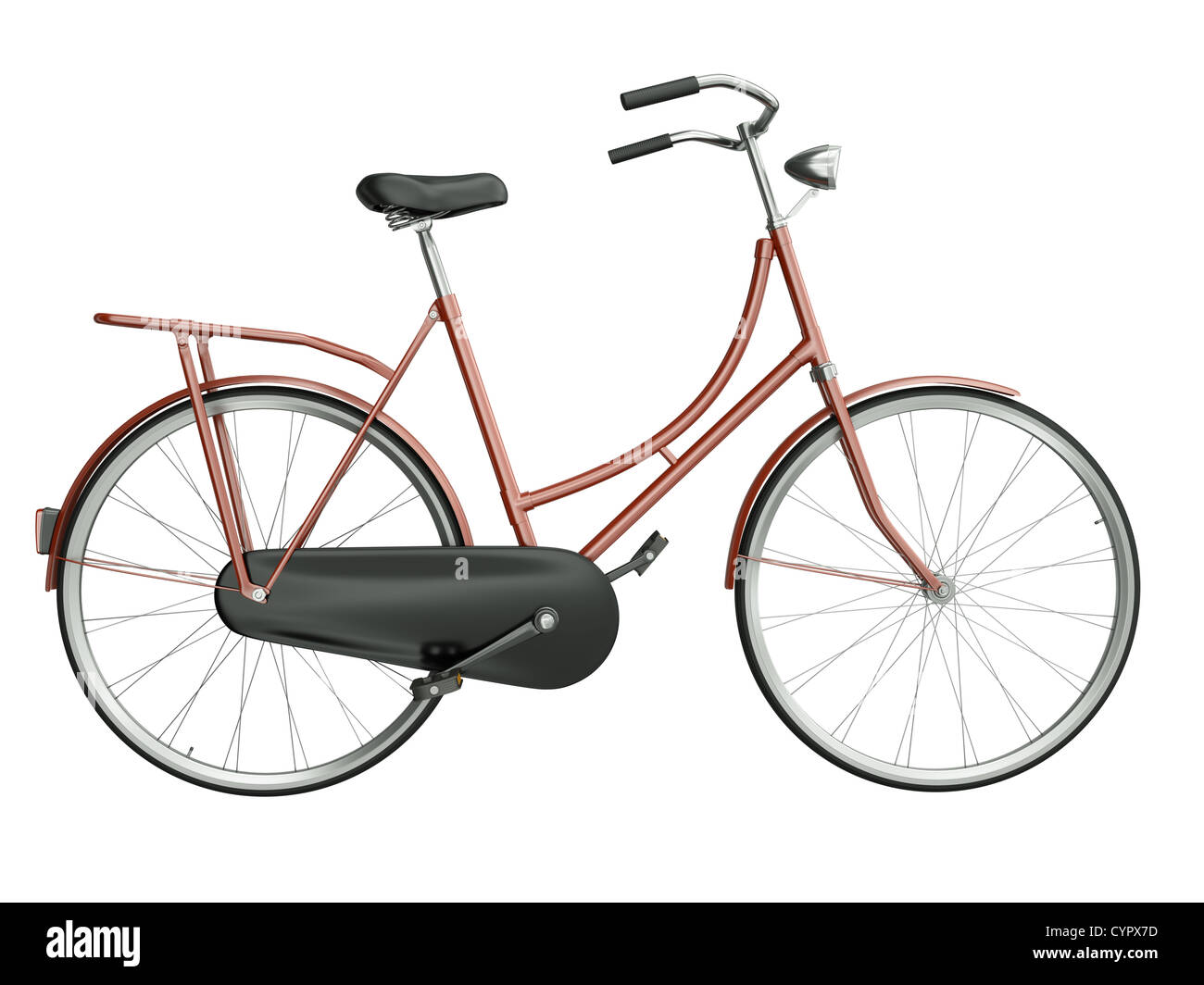 Red bicycle isolated on white background. 3D render Stock Photo - Alamy
