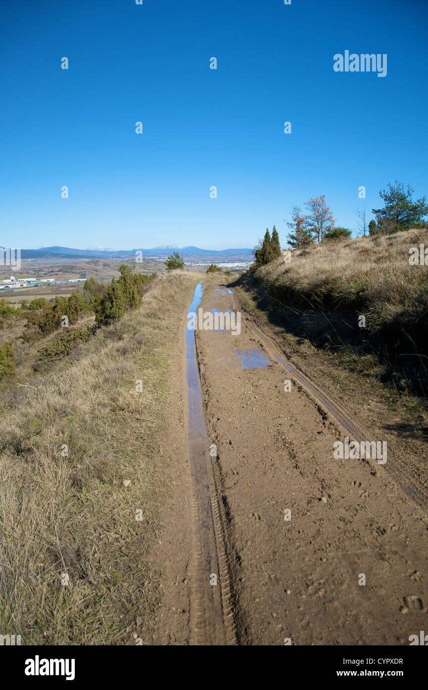 track of a vehicle on a mud path at the country Stock Photo - Alamy