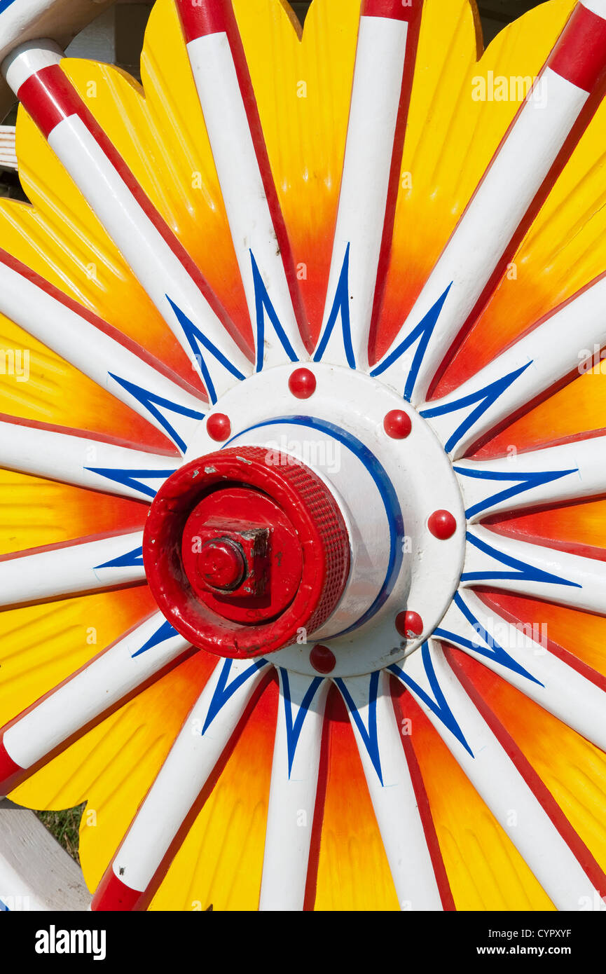 Vintage wooden circus wagon wheels at the annual Great CIrcus Parade ...