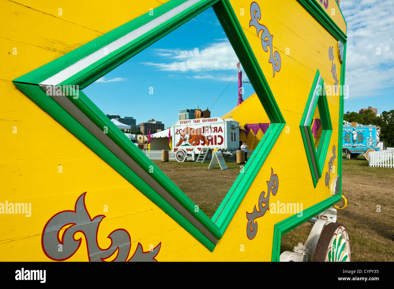 Vintage antique old circus wagon at the annual Great CIrcus Parade ...