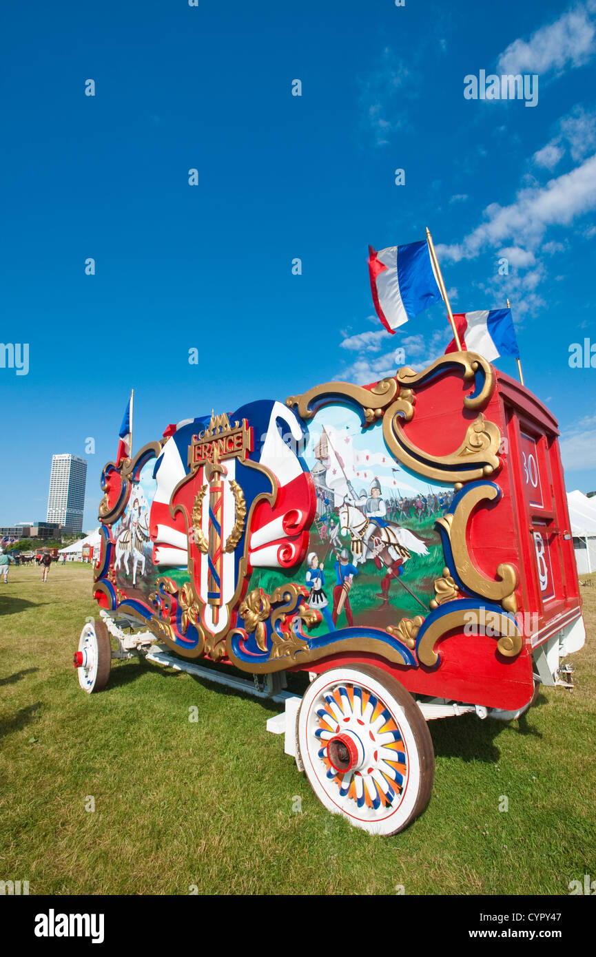 Vintage antique old circus wagon at the annual Great CIrcus Parade ...