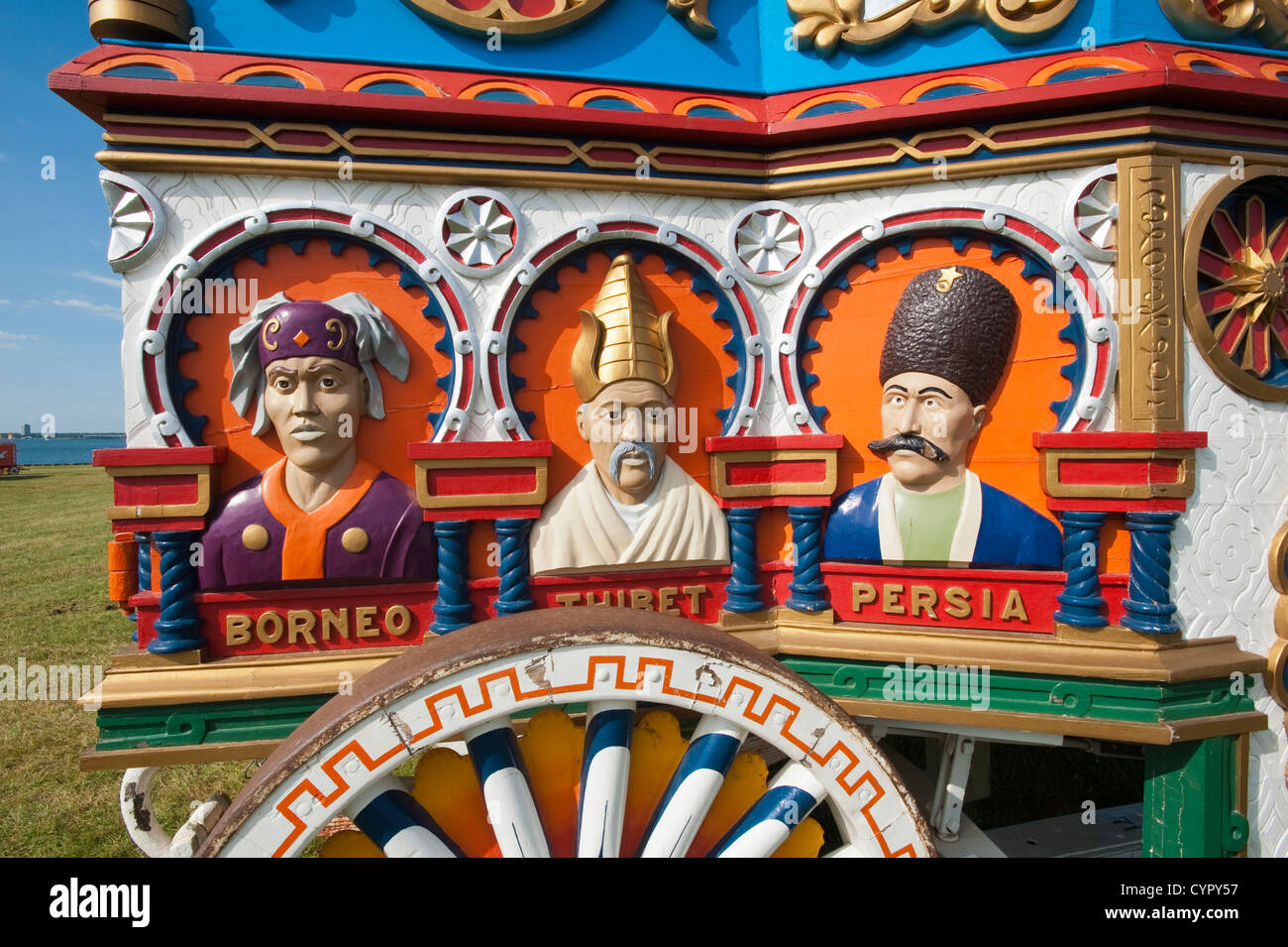 Vintage antique old circus wagon at the annual Great CIrcus Parade ...