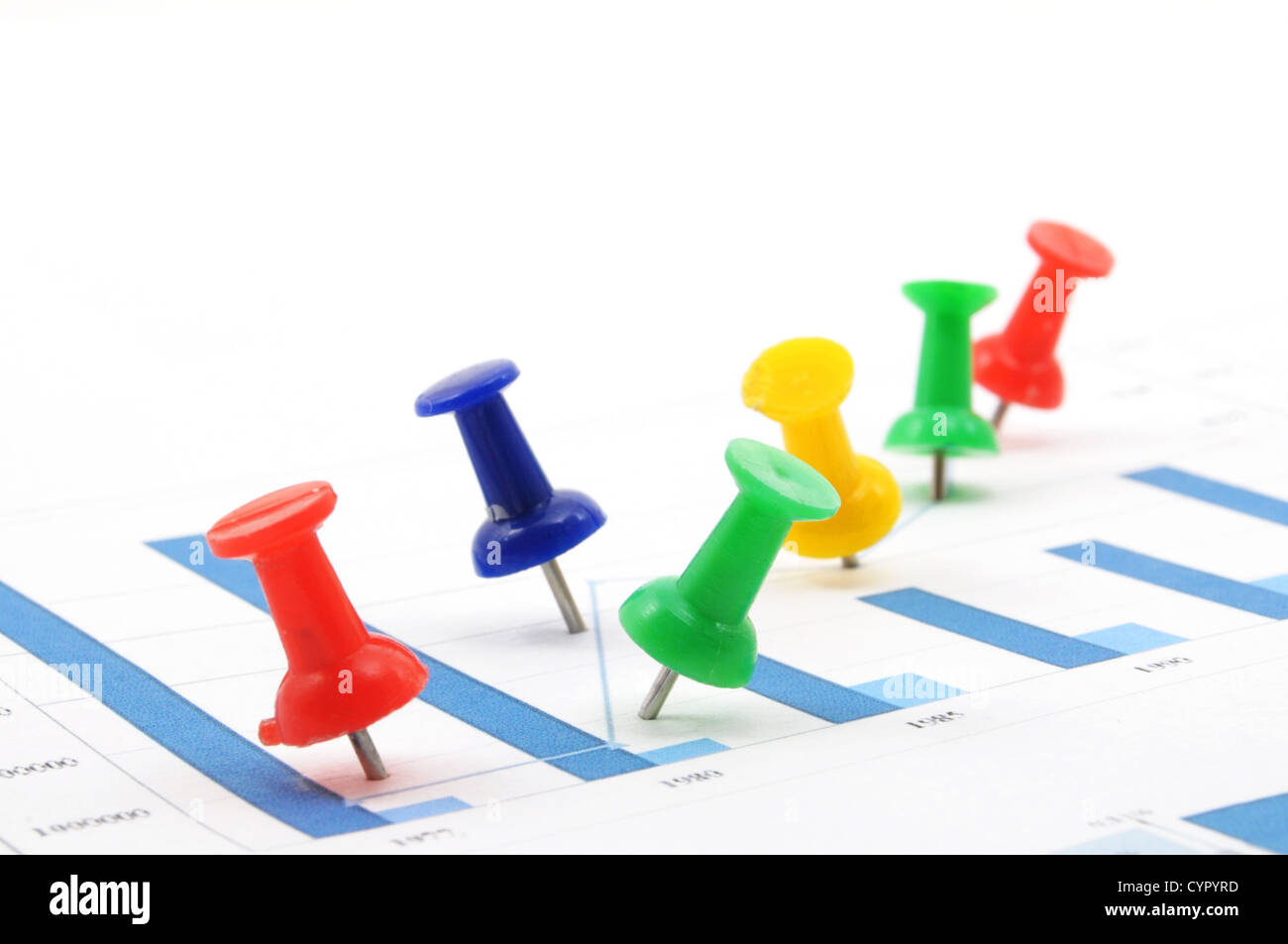 business growth chart with colorful pins on white background Stock ...