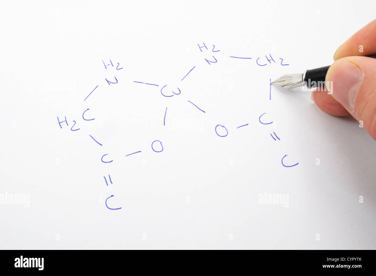chemical formula with hand and pan ob sheet of paper Stock Photo - Alamy