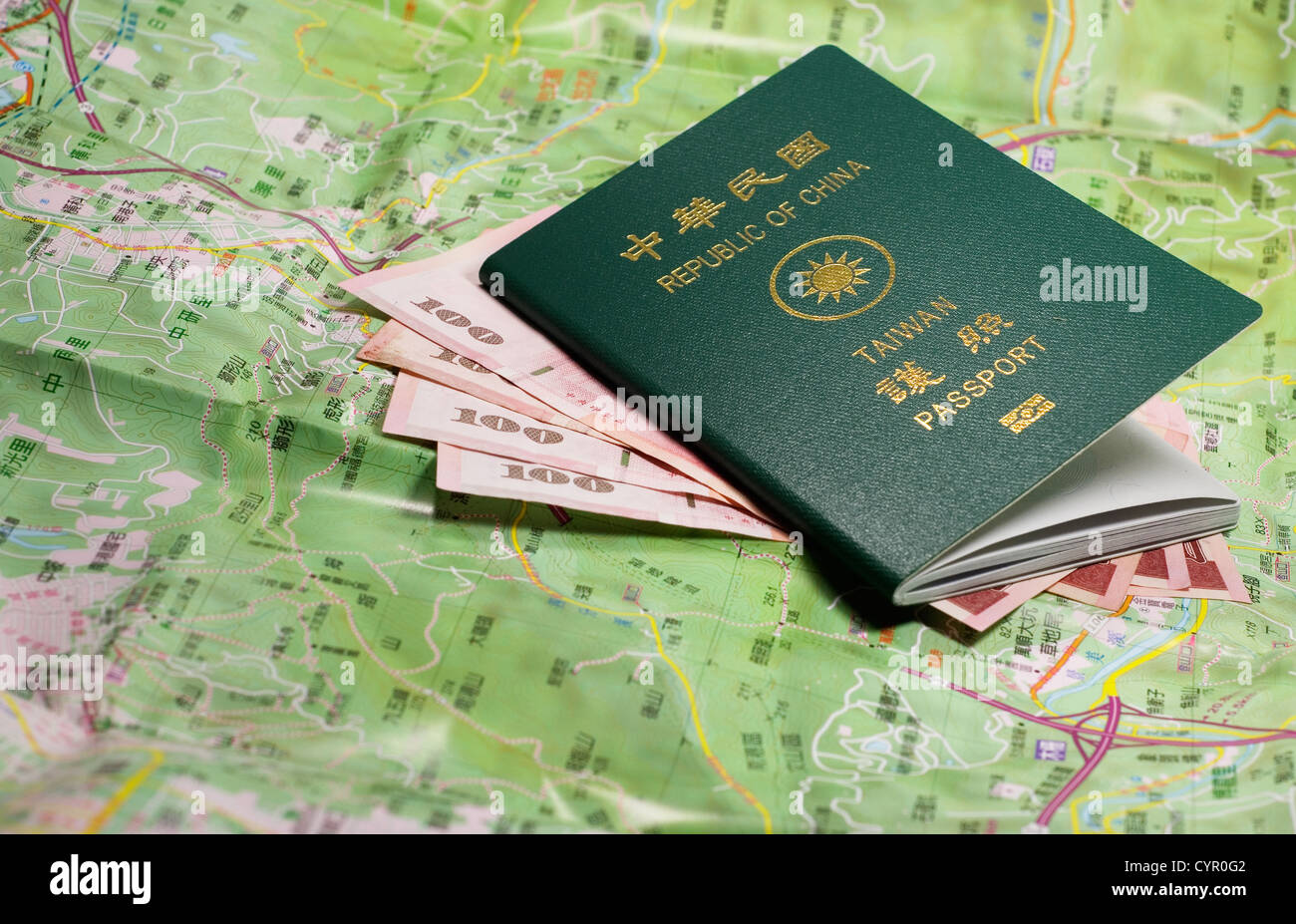 Taiwan passport and map Stock Photo - Alamy