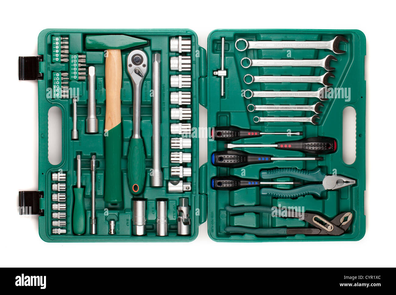 Tools in toolbox. Isolated on white background Stock Photo - Alamy