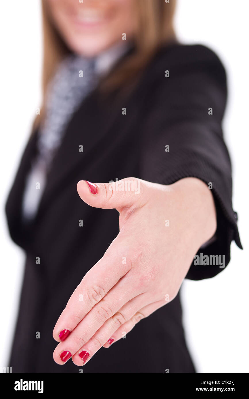 Business women offering a hand shake, focus on hand Stock Photo - Alamy