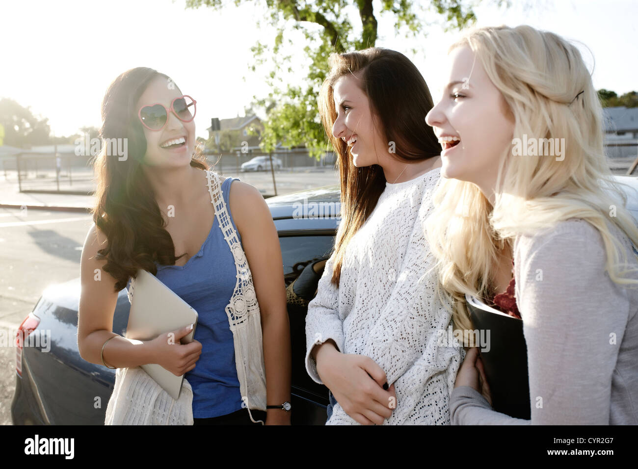 Smiling school friends Stock Photo - Alamy