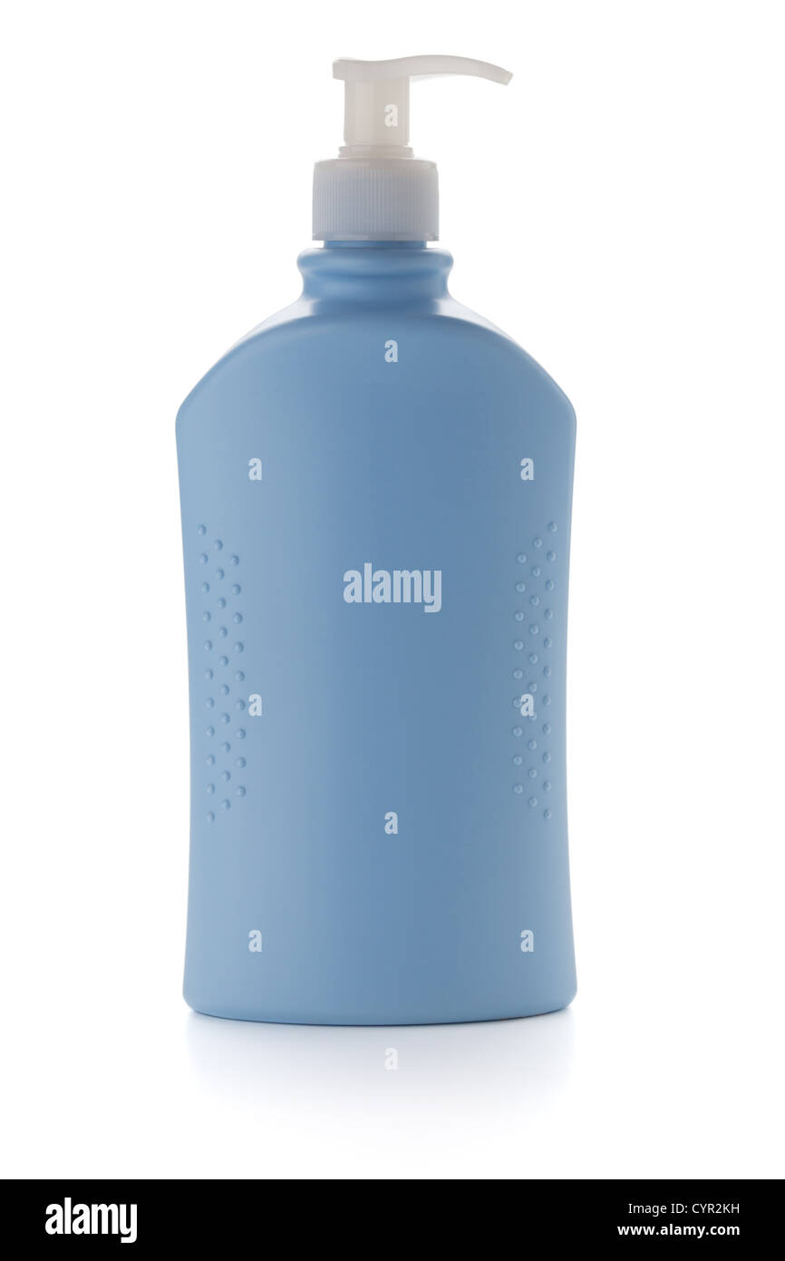 Blue shampoo bottle. Isolated on white background Stock Photo - Alamy