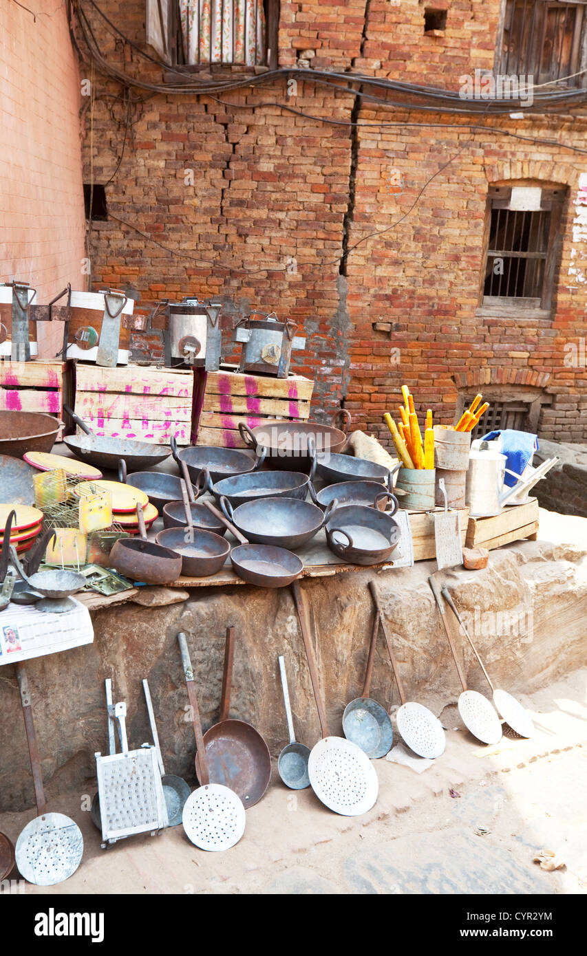 kitchen gear on street market Stock Photo - Alamy
