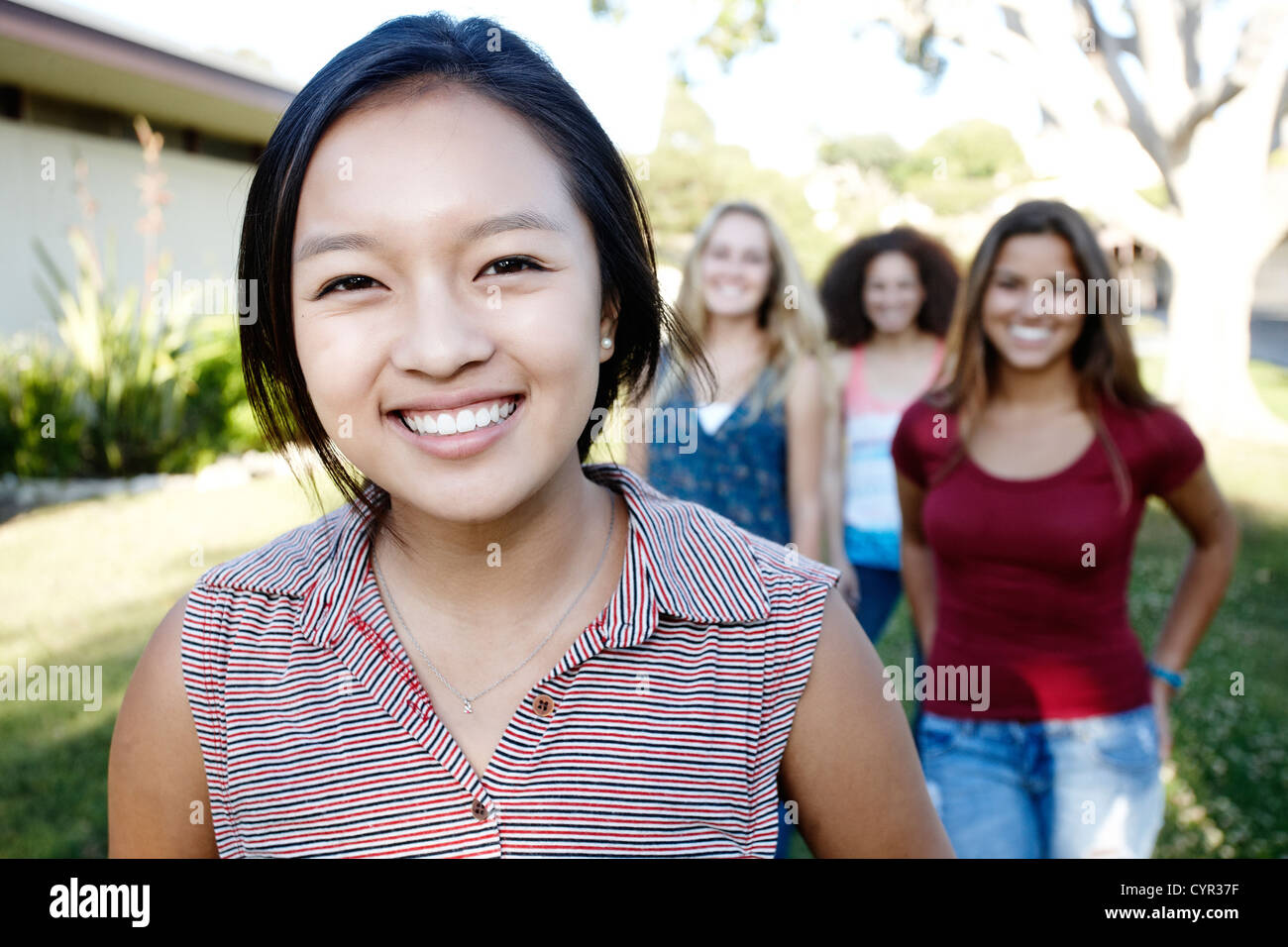 Smiling school friends Stock Photo - Alamy