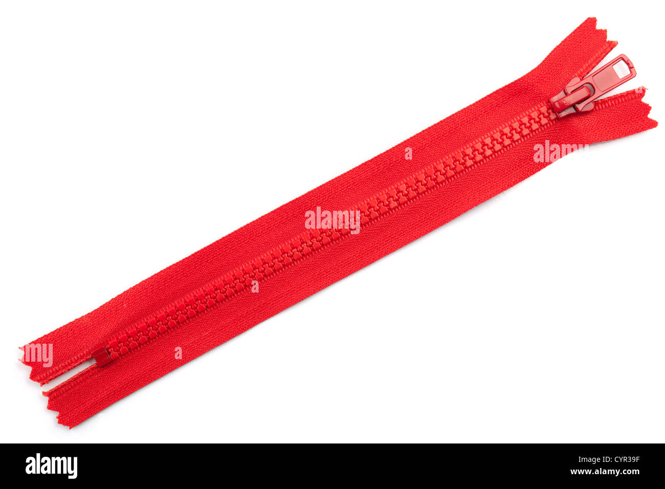 Red zipper. Isolated on white background Stock Photo - Alamy