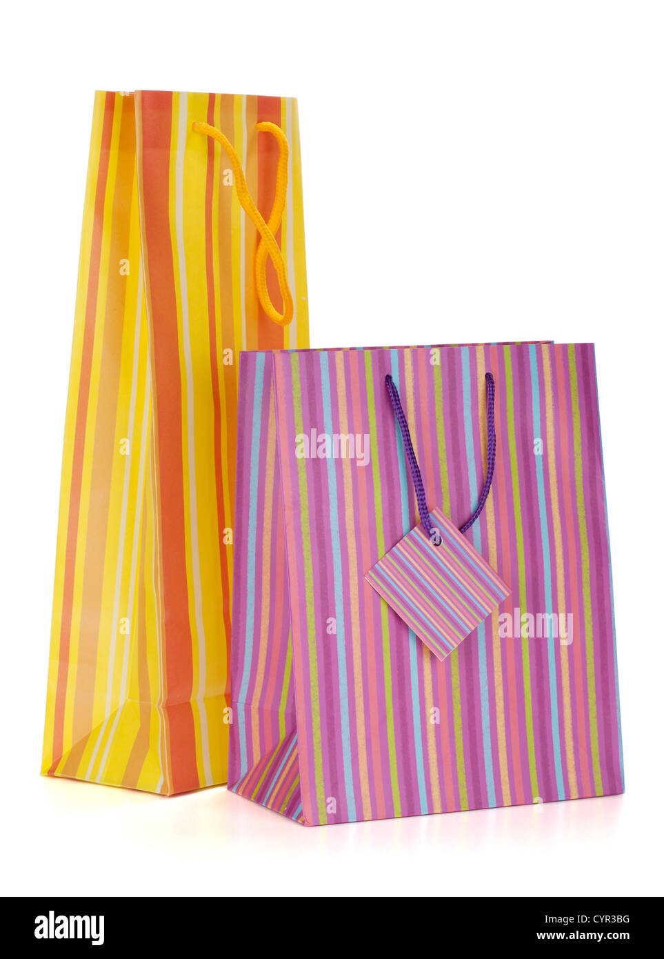 Two shopping bags. Isolated on white background Stock Photo - Alamy