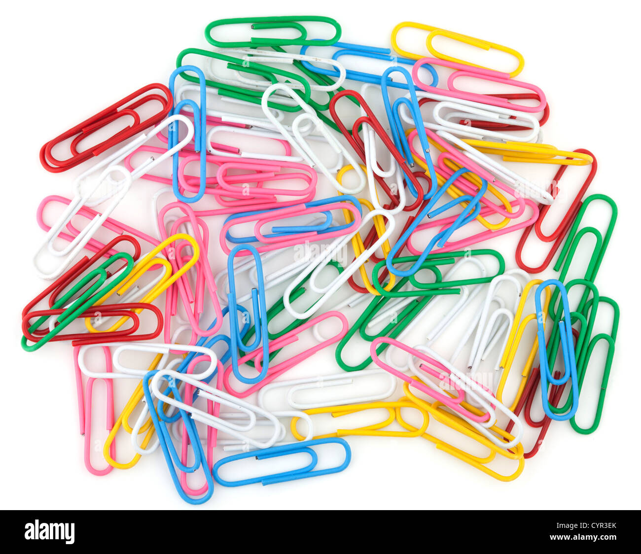 Colored paper clips. Isolated on white Stock Photo - Alamy